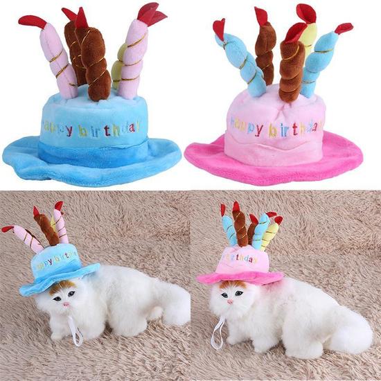 Buy Pet Birthday Cap Dog Cat Cotton Candle Party Soft Cap Hat at ...