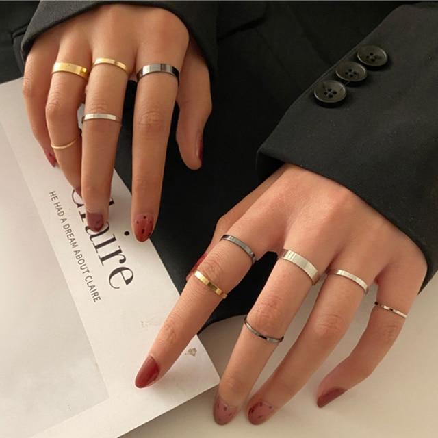 Cheap IF ME Fashion Black Color Chain Rings Set For Women Men Punk ...