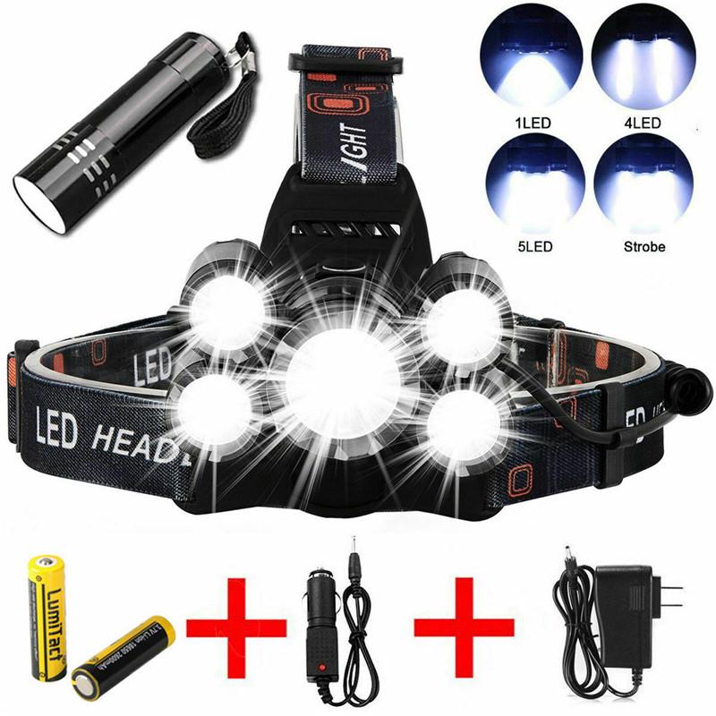 Cheap Super-bright 300000LM 5 X XM-L T6 LED Headlamp Headlight ...