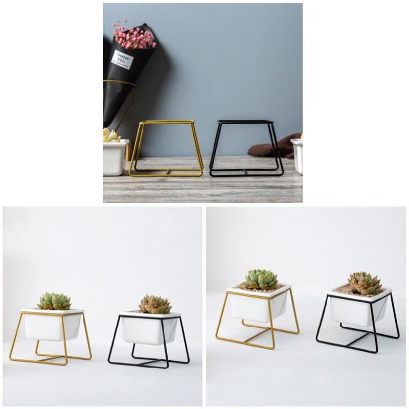 Flower Plant Frame Garden Pot for Decoration Ceramic Succulents Iron ...