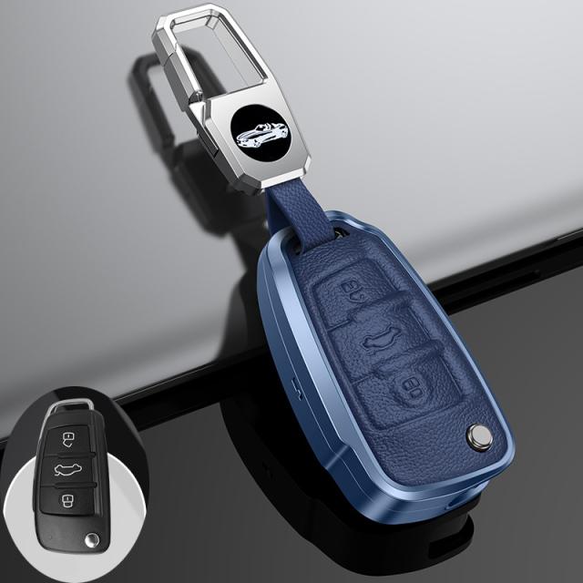 Buy Leather Alloy Car Remote Key Case Cover Protective Shell For C6 R8 ...