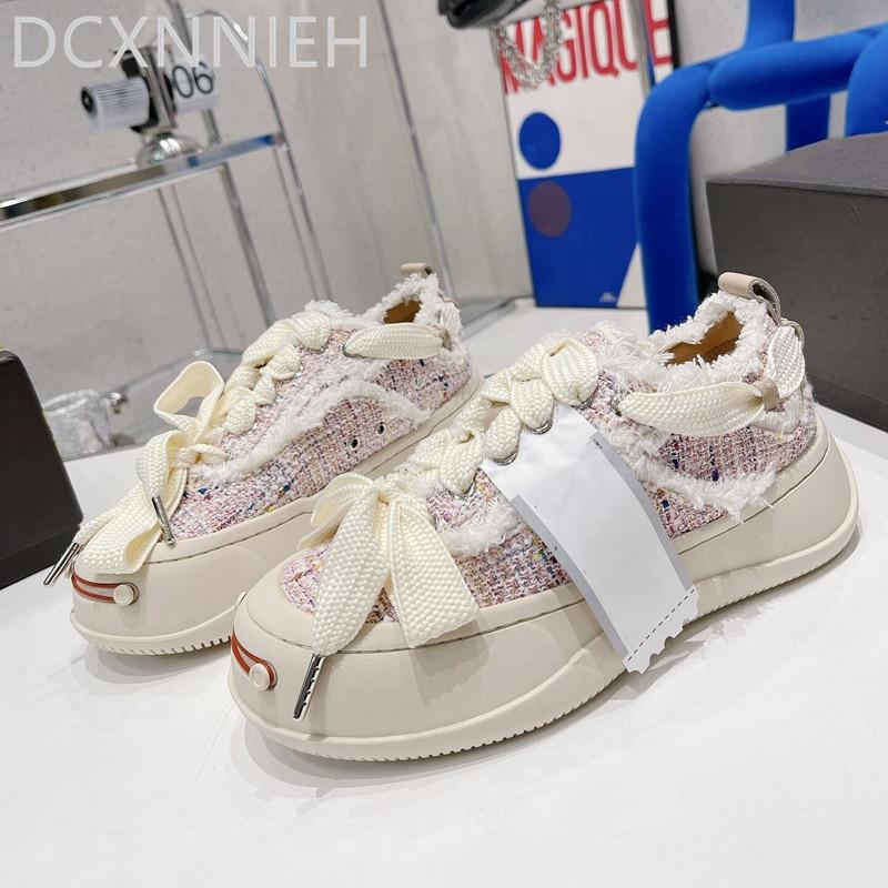 Buy 2022 Spring Platform Shoes Women Thick Sole Canvas Shoes Woman Lace ...