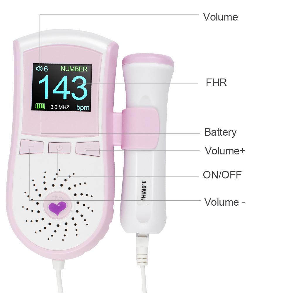 Buy Portable Color LCD Display Pocket Fetal Doppler Prenatal Heart Baby ...