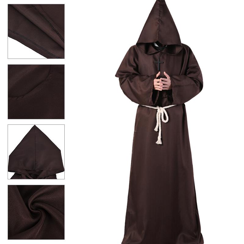 Buy Halloween Cosplay Costume Medieval Monk Costume Monk Robe Wizard ...