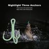 Sharpened 2# 4# 6# 8# 10# Glow In Night Luminous Fishing Hooks Treble ...