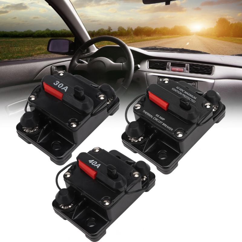 12V 30A/40A/60A Car Stereo Audio Resettable Inline Circuit Breaker Self ...