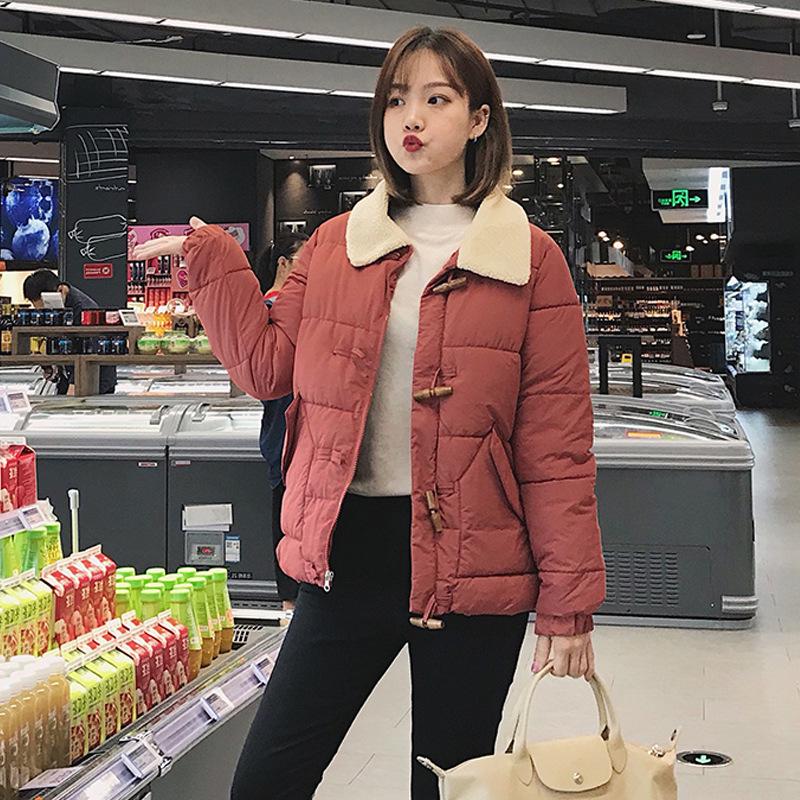 Buy Cotton Jacket Female Short Autumn Winter Lamb Loose Lapel Cotton ...