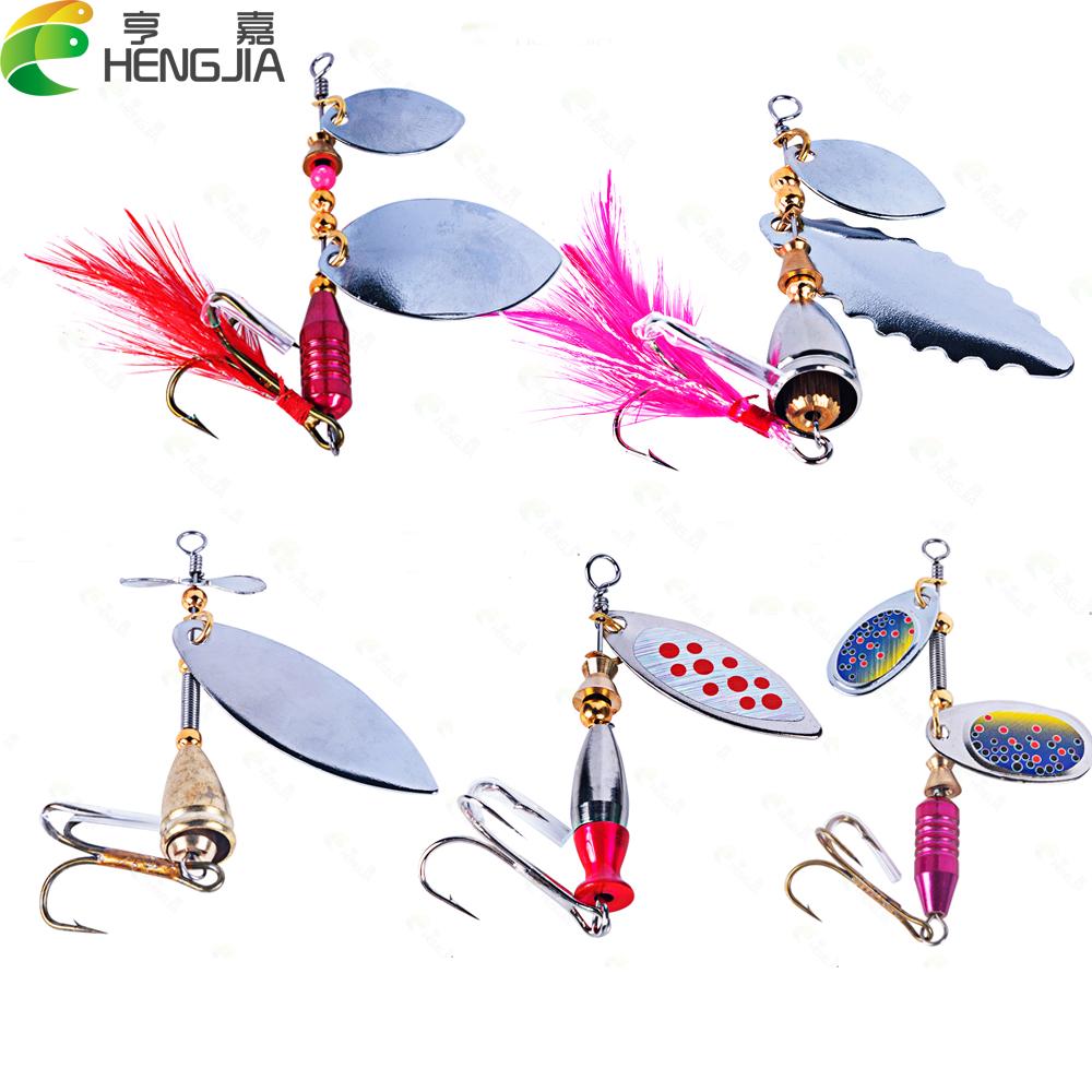 Buy 5Pcs Mix Color Rotating Spinner Fishing Lure Spoon Sequins Metal ...
