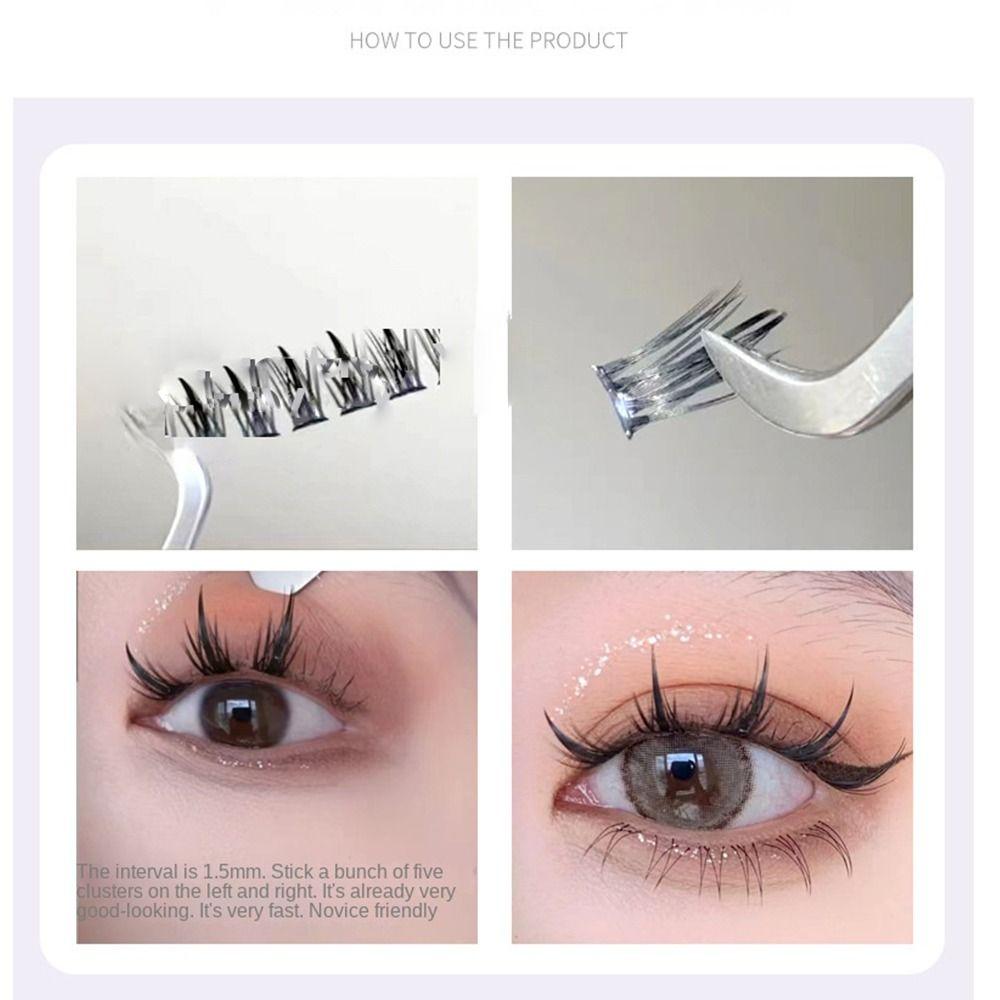 3 Rows False Eyelashes Manga False Eyelashes D Curl Dramatic Cluster ...