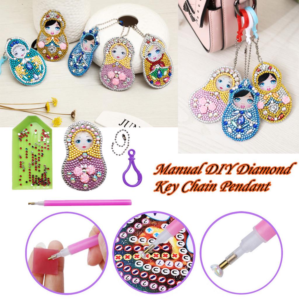Buy 5Pcs 5D Cartoon Keyrings Diamond Painting DIY Painting Full Diamond ...
