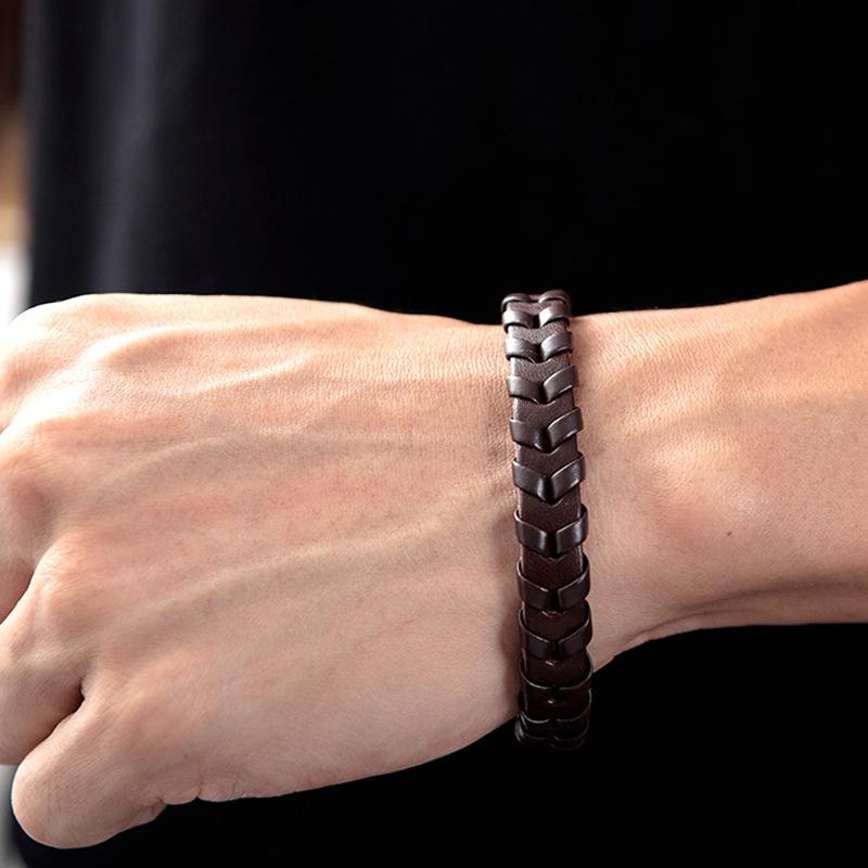 1pc Simple Bracelet Men Jewelry Classic Black Braided Hand-woven PU ...