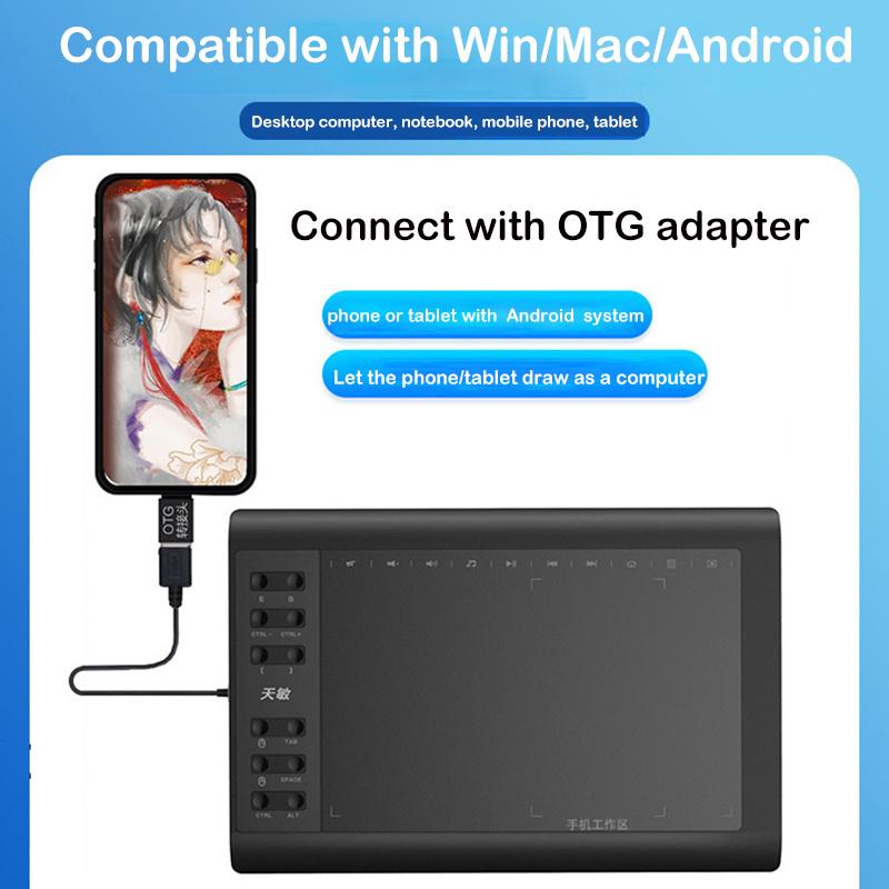 Cheap 10x6'' Graphics Tablet 8192 Levels Drawing Tablet for Win/Mac ...