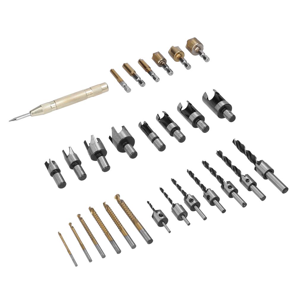 Buy 29pcs Woodworking Diy Bits Set Chamfer Drilling Tool Round Shank ...