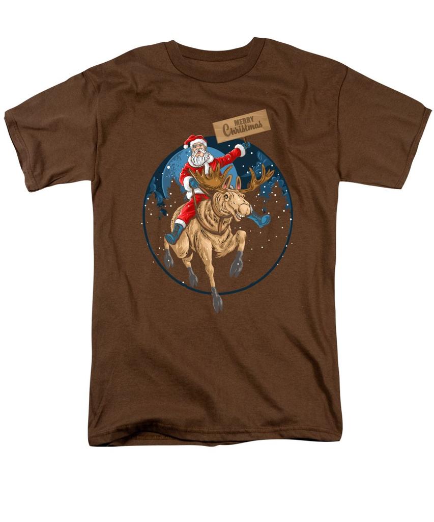 Buy Men Premium Cotton santa riding reindeer Print Tees Funny Harajuku ...