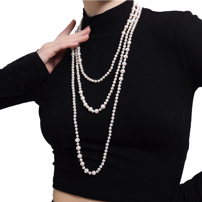 Cheap 2m Vintage Long Natural Freshwater Pearl Sweater Chain Necklace ...