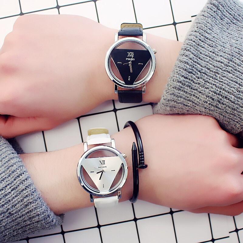 Buy Unisex Unique Hollowed-out Triangular Dial Fashion Watches Couple ...