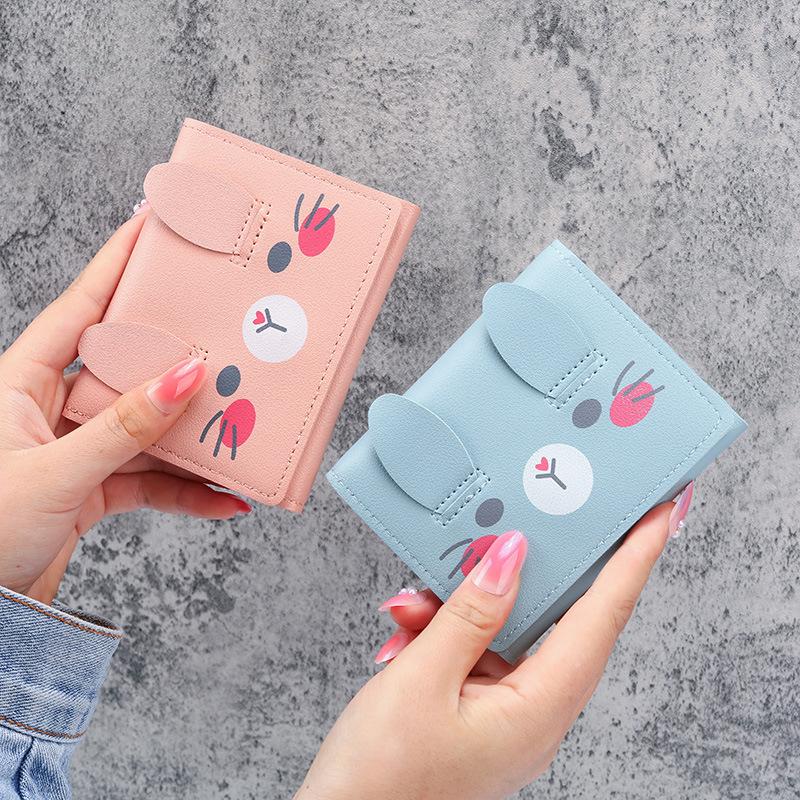 Buy Cute Girl Folding PU Leather Women's Three-dimensional Rabbit Ear ...