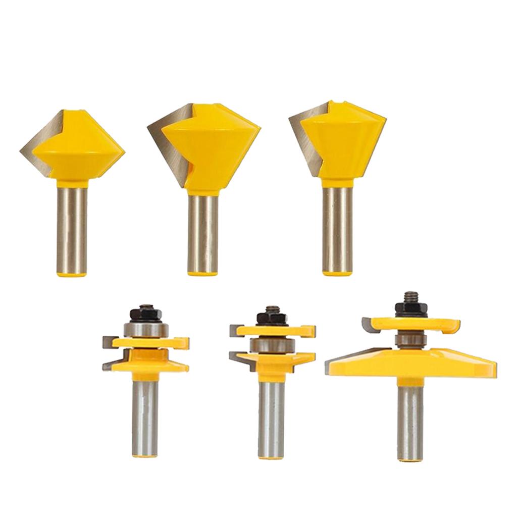 Buy 6 Pieces 1/2" Shank Bird's Mouth Router with Tongue and Groove Bit ...