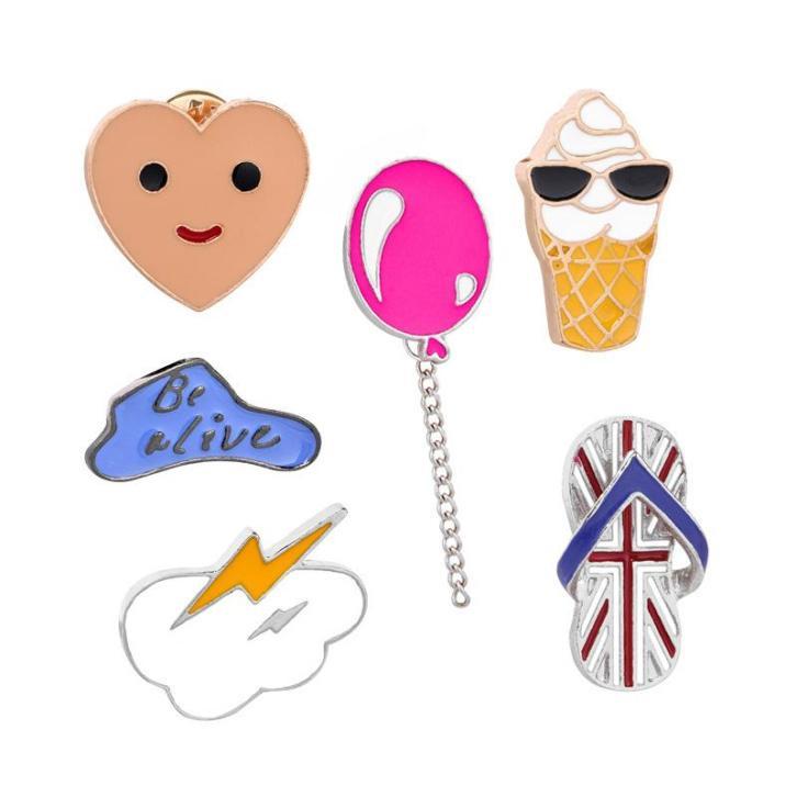 Smiling face Flip flop Balloon Ice cream Metal Costume Brooches Pins ...