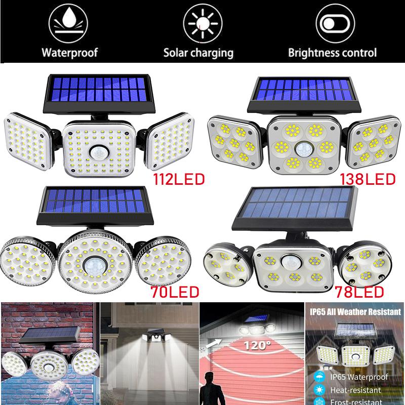 Buy 70/78/112/138LED Solar Garden Lamp Outdoor PIR Motion Sensor ...