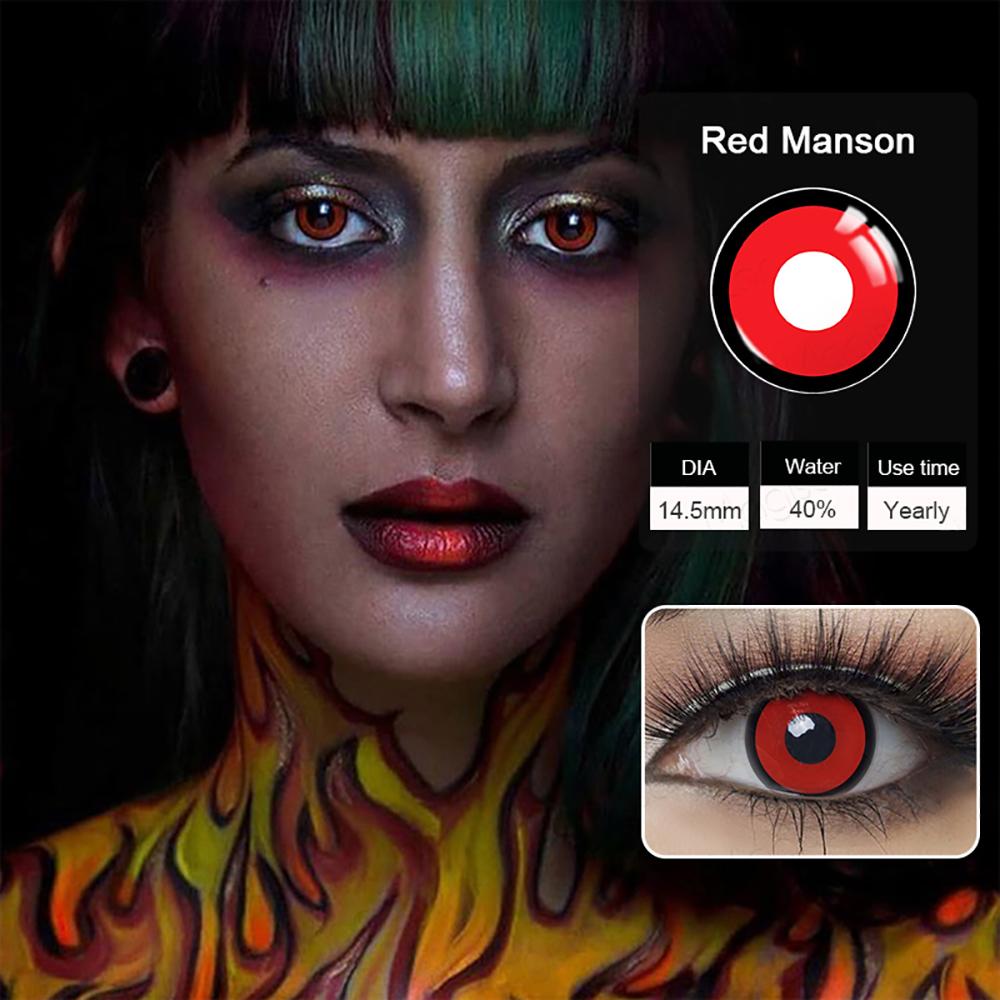 Buy Red Demon Cosplay Eye Contacts Manson Halloween Contact Lenses For ...