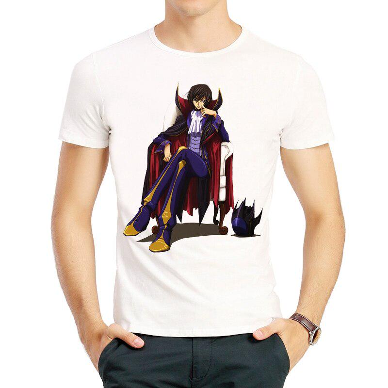 Buy Code Geass Casual Men's White Anime Harajuku T-shirt at affordable ...