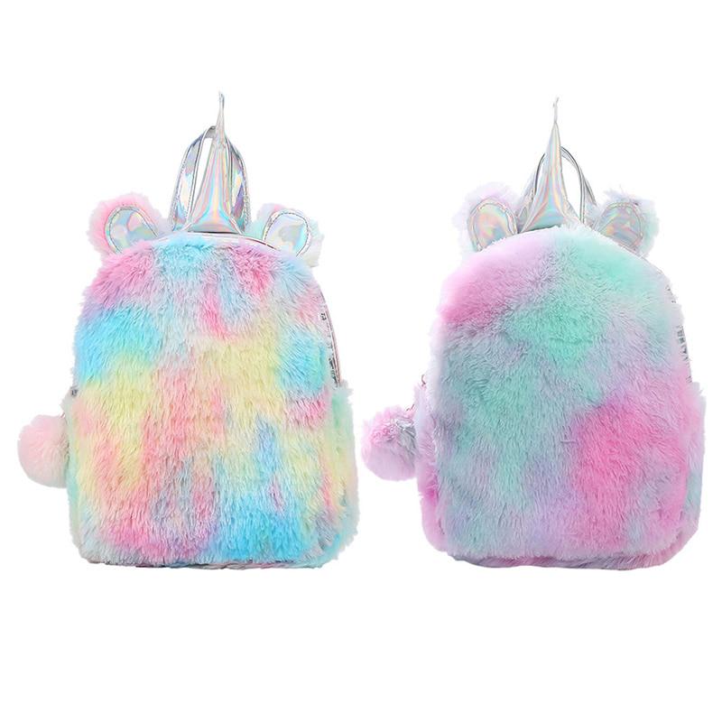 Buy Sequins Fluffy Unicorn Backpack Dreamy Colorful Plush Kids Girl ...