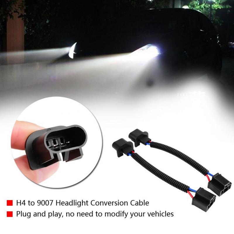 Buy 2pcs H4 Female To H13 Male Adapter Headlight Conversion Cable Kit ...