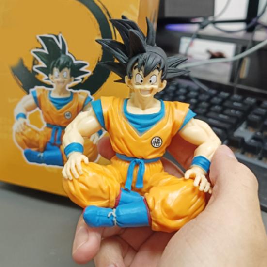 11cm Son Goku Figure Cartoon Craft Solid Model Sitting Position Goku ...