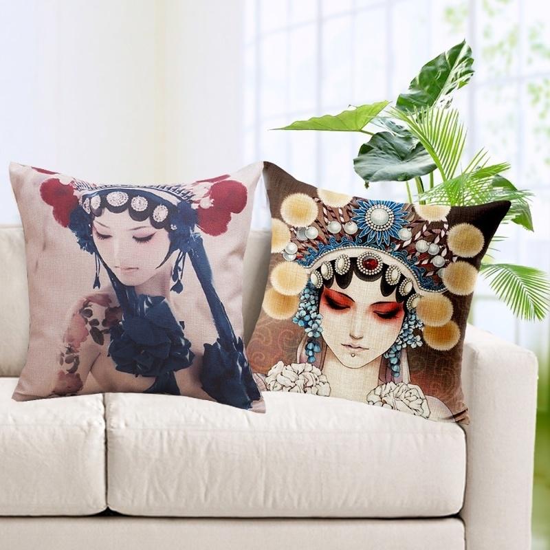 Buy 17X17 Inch Folk Custom Cushion Cover Opera Actress Pattern ...
