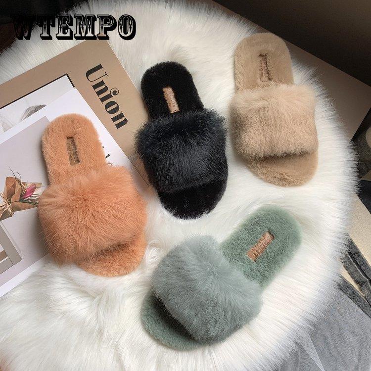 Cheap Autumn And Winter New Korean Wool Slippers Women Wear Flat Bottom ...