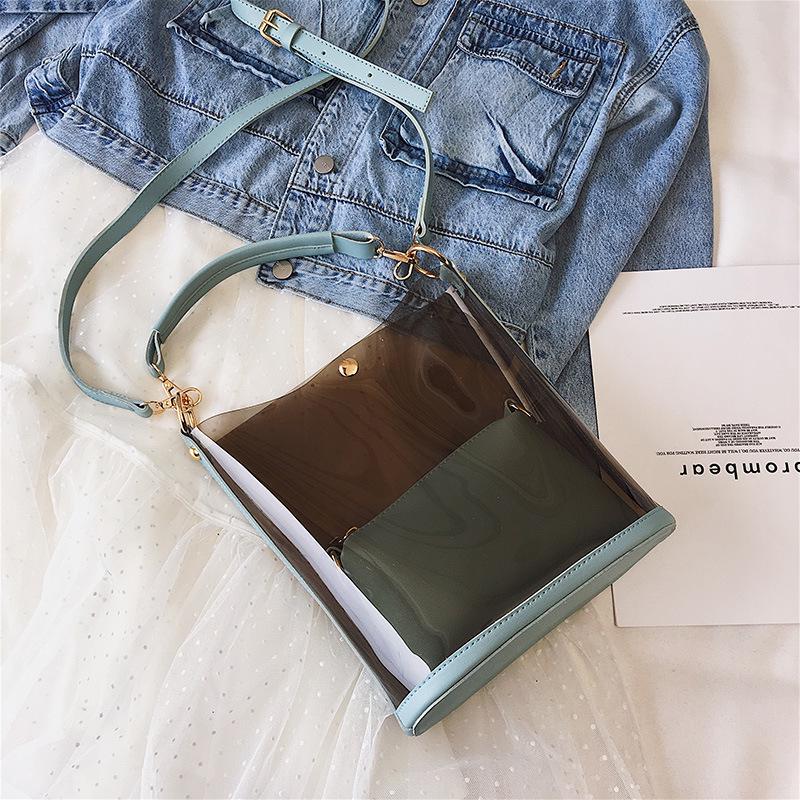 Cheap Fashion 2pcs Women Clear Transparent Shoulder Bag Jelly Candy ...