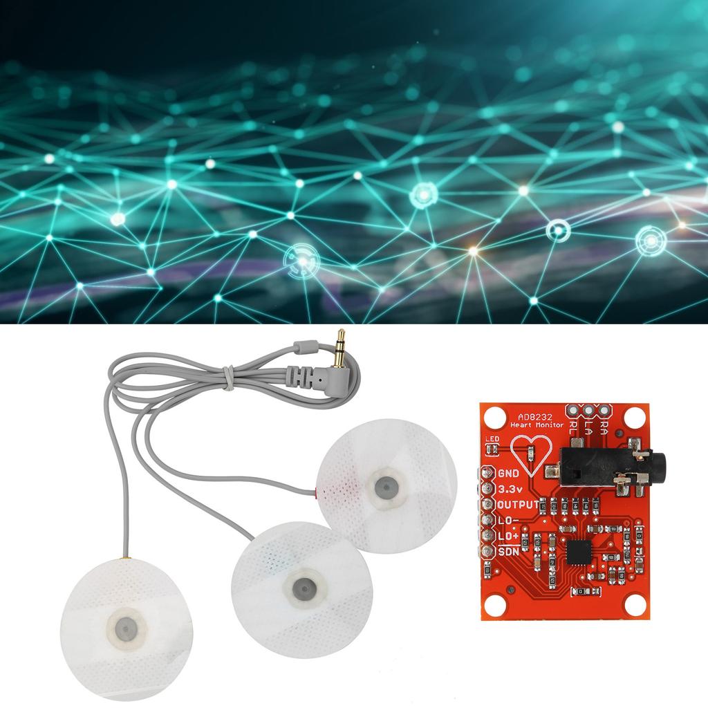 AD8232 Modul Sensor Kit Pulsmesser Messung mit Elektrodenleitung DC3.3V ...