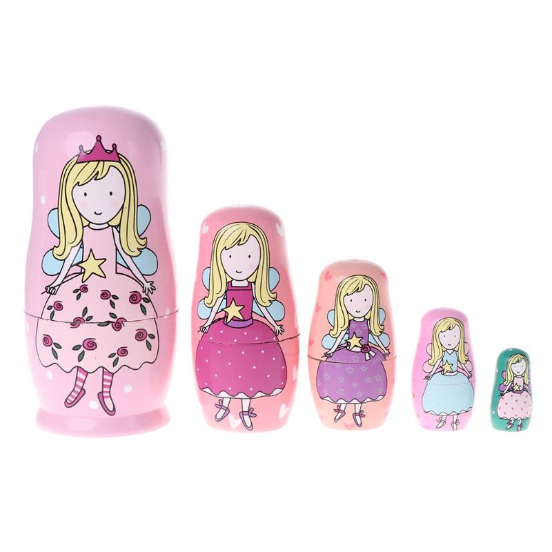Buy 5PCS Angel Princess Russian Nesting Dolls Wooden Matryoshka Dolls ...