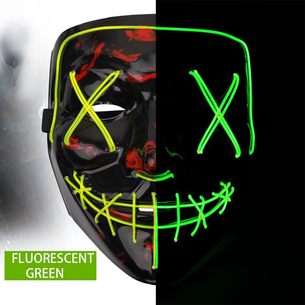 Buy LED Cold Light Flash Grimace Fluorescent Mask Festival Performance ...