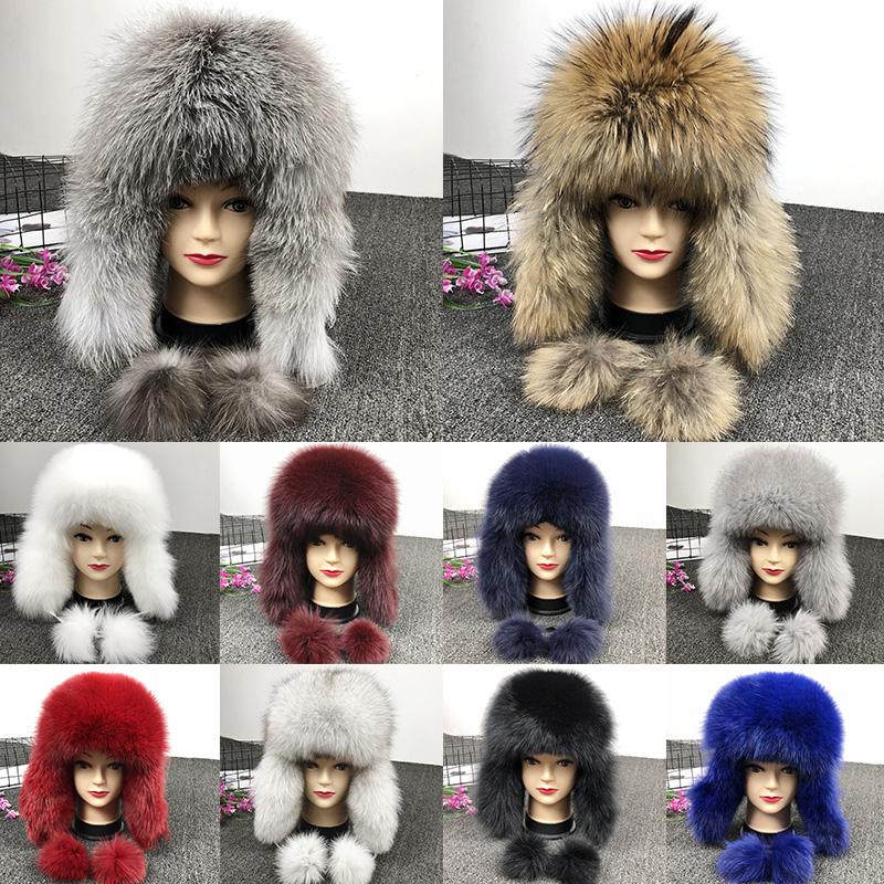 Buy Men Women Soft Plush Thick Lei Feng Cap Winter Warm Fox Fur Hats ...