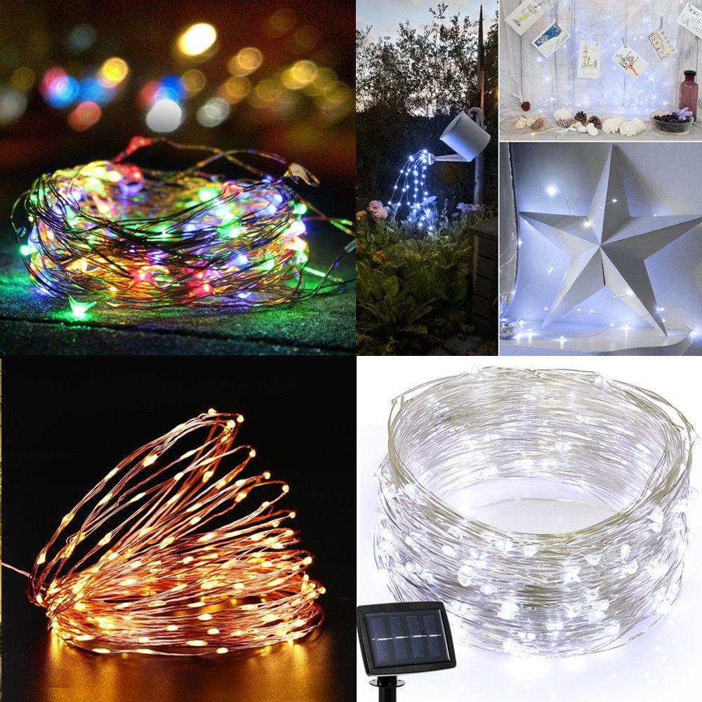 Buy Outdoor Solar Powered 33Ft 100 LED 10M Copper Wire Light String ...