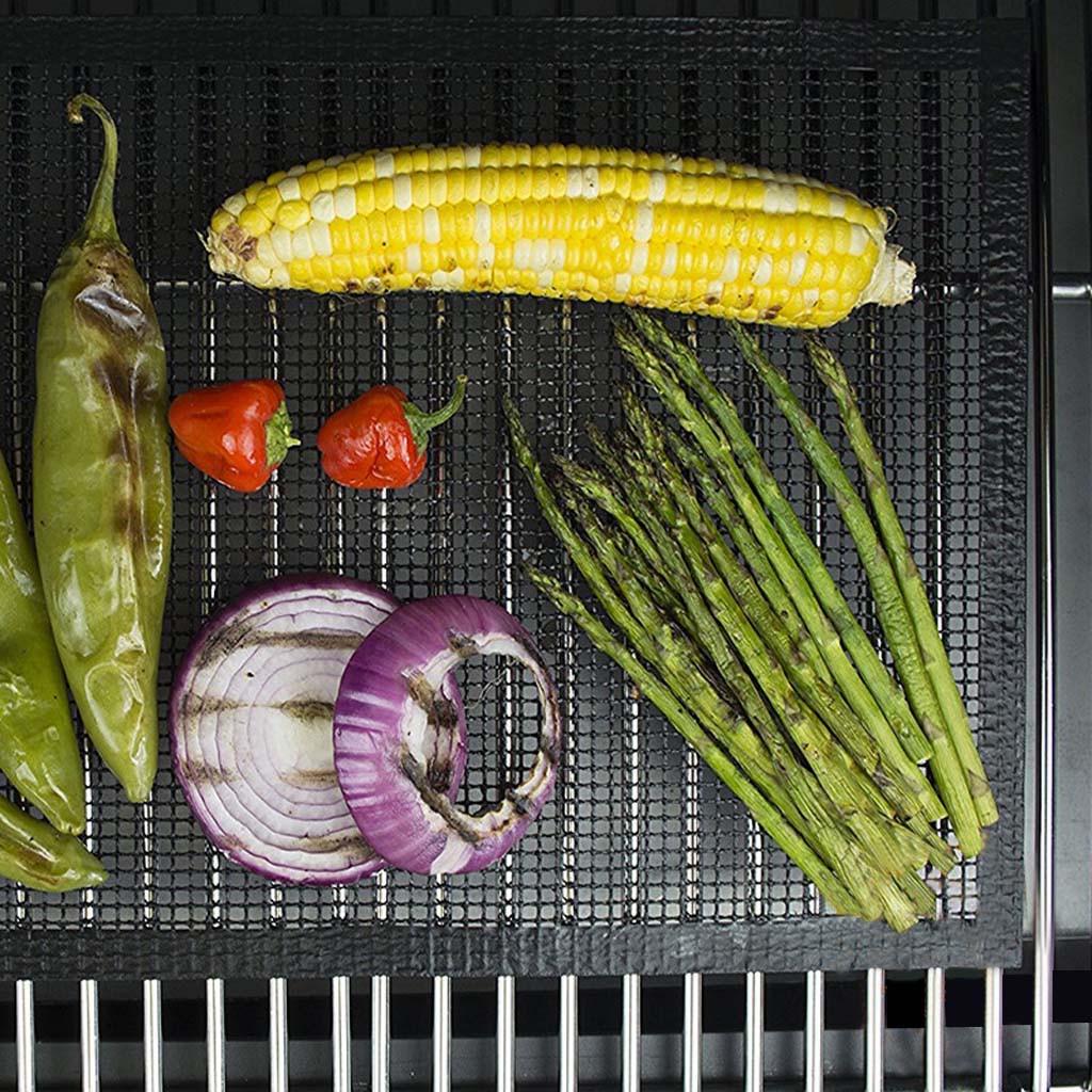 BBQ Grill Mesh Mat Set of 3-Non Stick Barbecue Sheet Liners Grilling ...