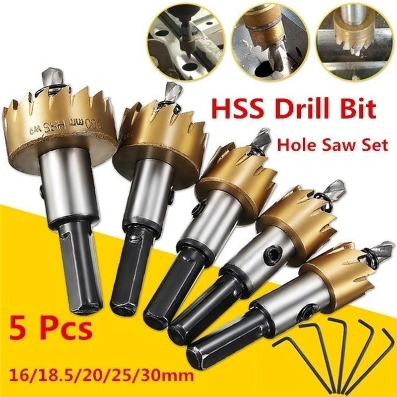 5PCS 16-30mm Zahn HSS Edelstahl Lochsäge Bohrer Set mit 5 ...