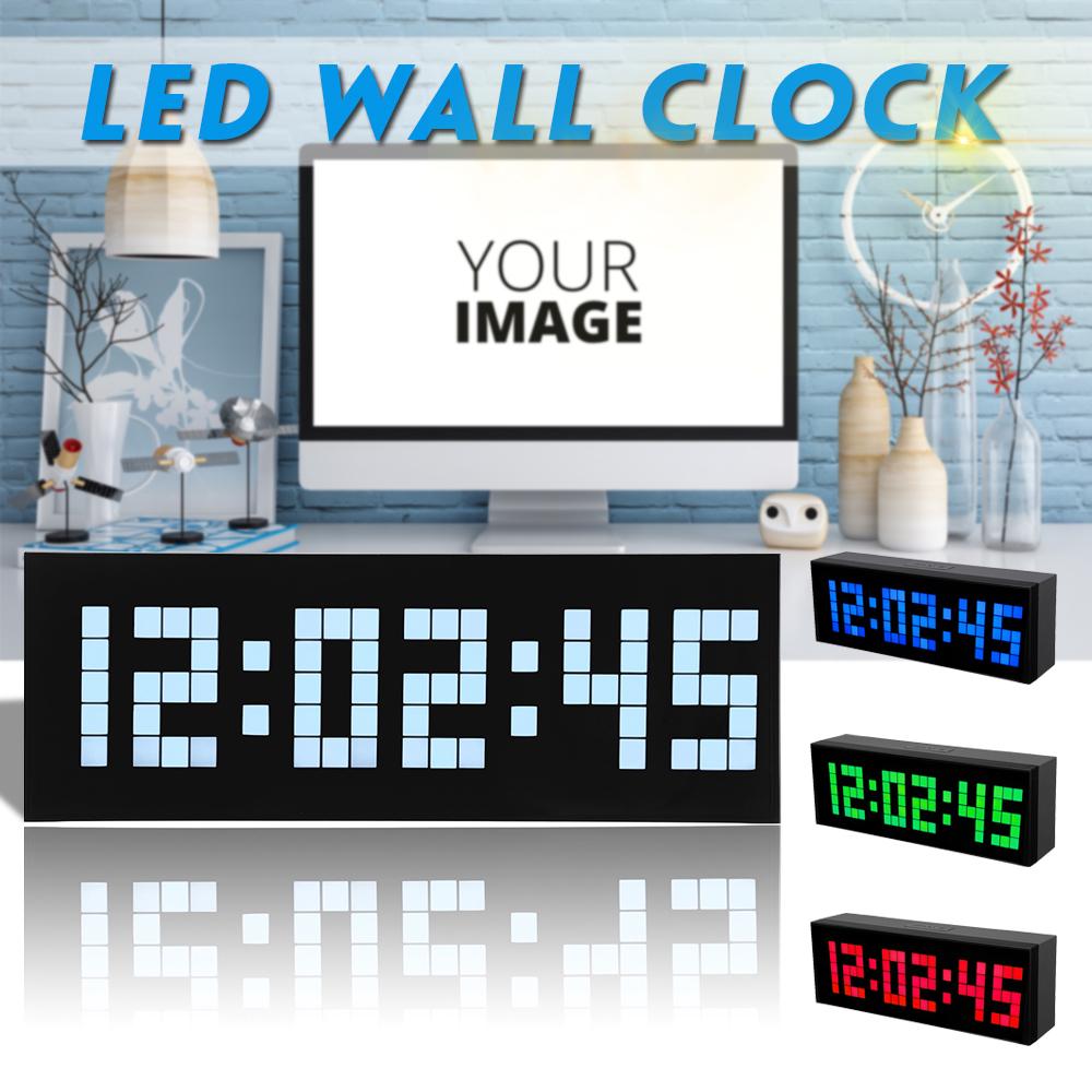 Digital Electronic LED Wall Clock Adjustable Light Luminous Calendar ...