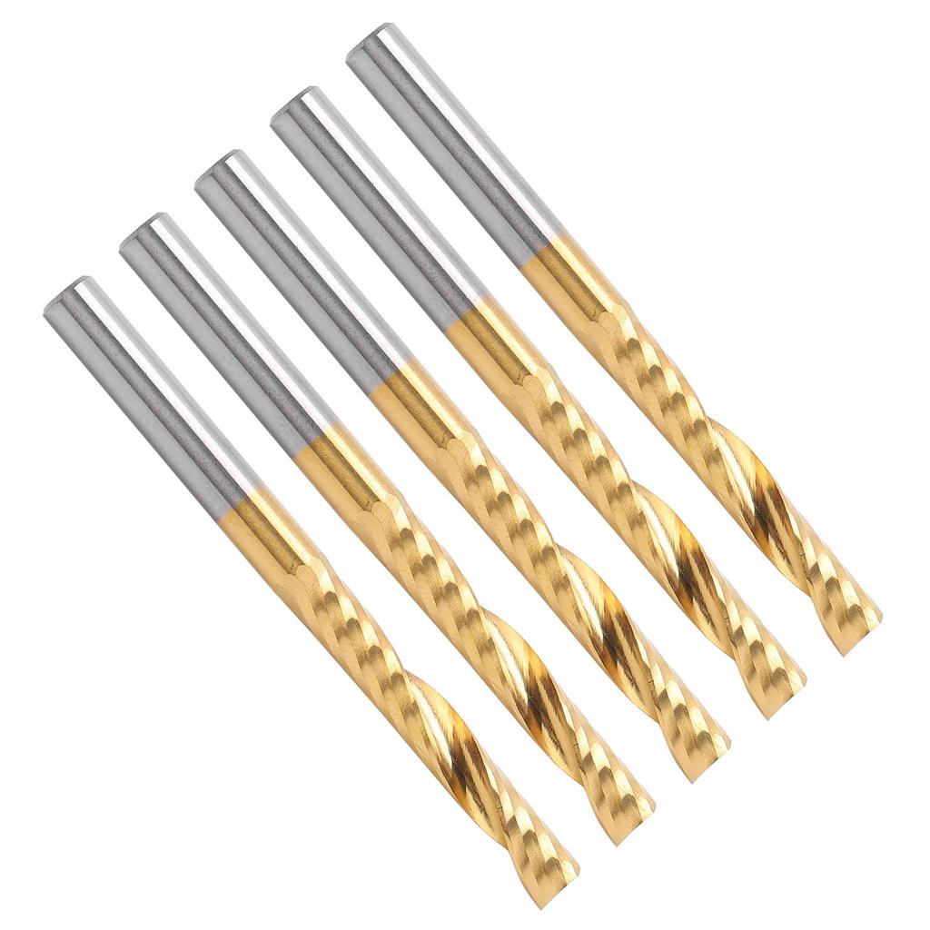 Buy 5Pcs End Mill Ti‑Plated 1‑Flute CNC Spiral Router Bit High‑Speed ...