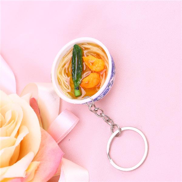Buy 4cm Key Chains Chinese Food Bowl Simulation Food Prawn Noodle ...