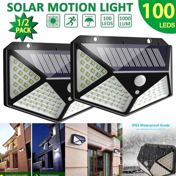 100LED Outdoor LED Solar Motion Sensor Lights Wireless Outdoor Wall ...