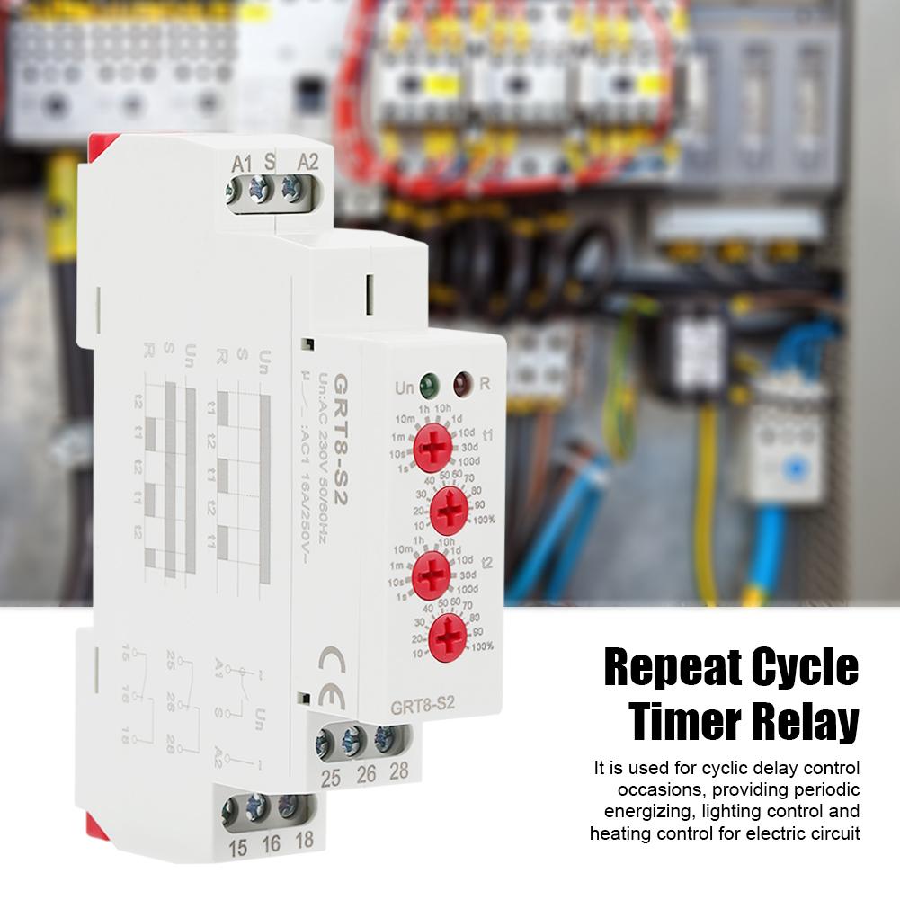 Kjøp GRT8- Mini Asymmetric Cycle Timer ON/OFF Repeat Cycle Time Relay AC 220V | Joom