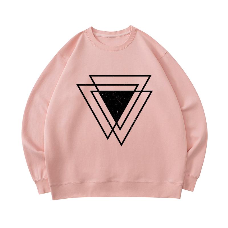 Men's 300 GSM 100% Cotton Sweatshirt Black Triangles Print Street ...