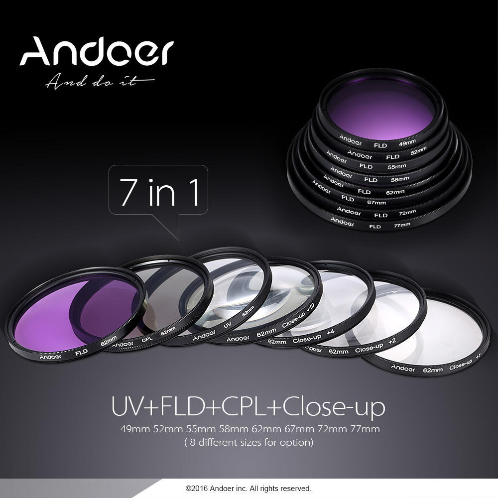 Buy 55mm UV+CPL+FLD+Close-Up(+1+2+4+10)Lens Filter Kit+Camera ...