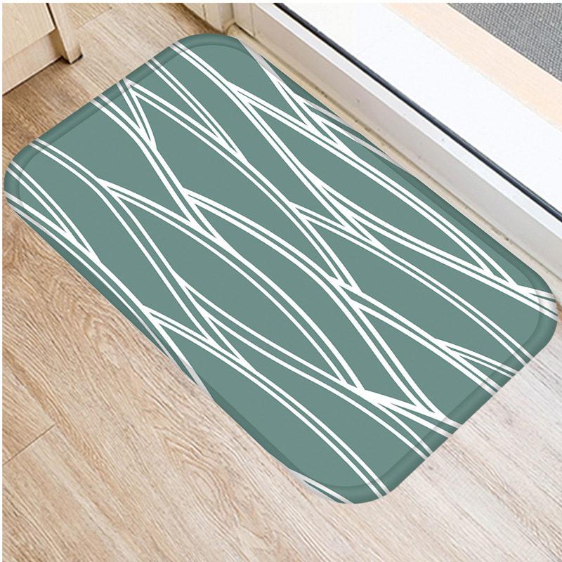 Green Geometric Pattern Anti-Slip Suede Carpet Door Mat Doormat Outdoor ...