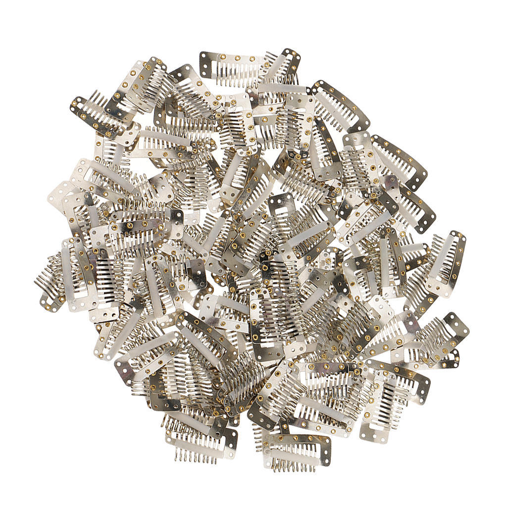100Piece Snap Comb Clips 10 Teeth for Toupee Wigs Weft Hair Extension ...
