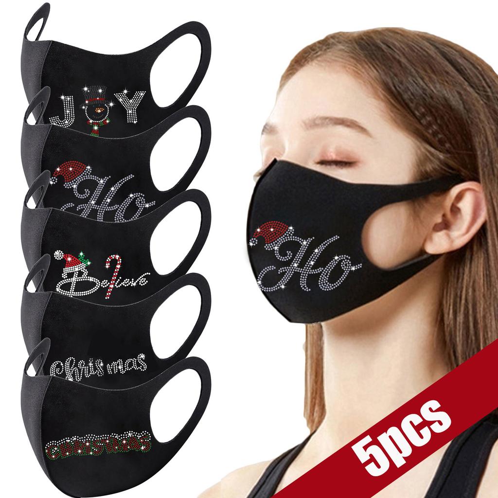 Buy 5PC Unisex Adult Winter Mask Rhinestone Warm Hair Ball Hanging Ear ...