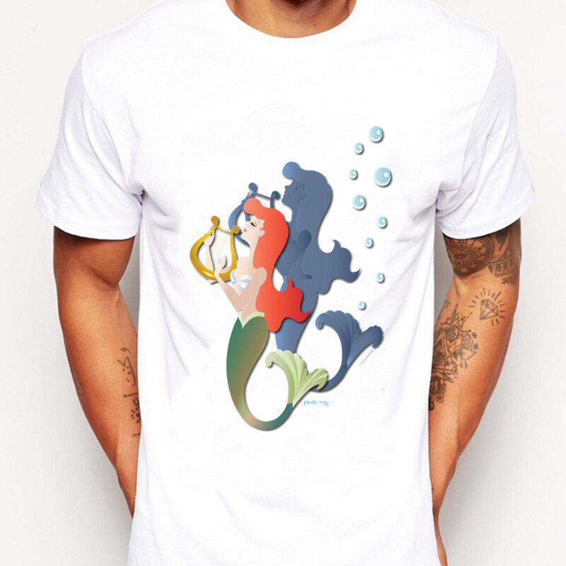 Buy Latest Men S Fashion Creative Mermaid Printing T Shirt Funny Fish ...